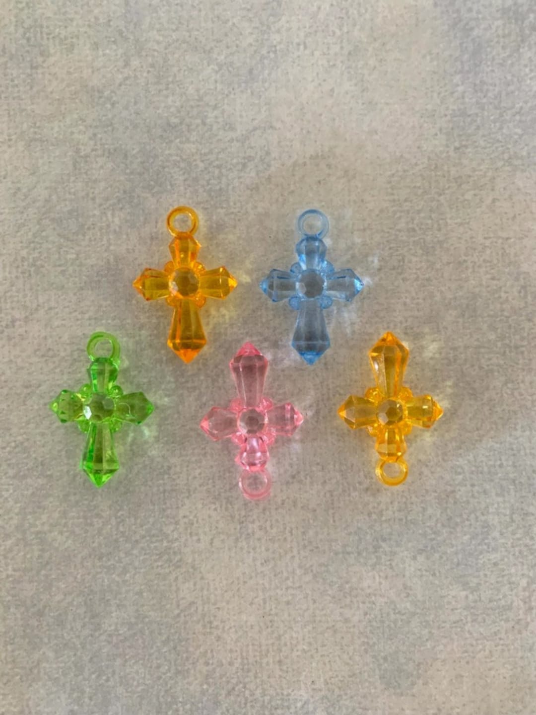 5 Random Mix Acrylic Crosses, Cross Charm, Cross Charm Bracelet, Cross ...