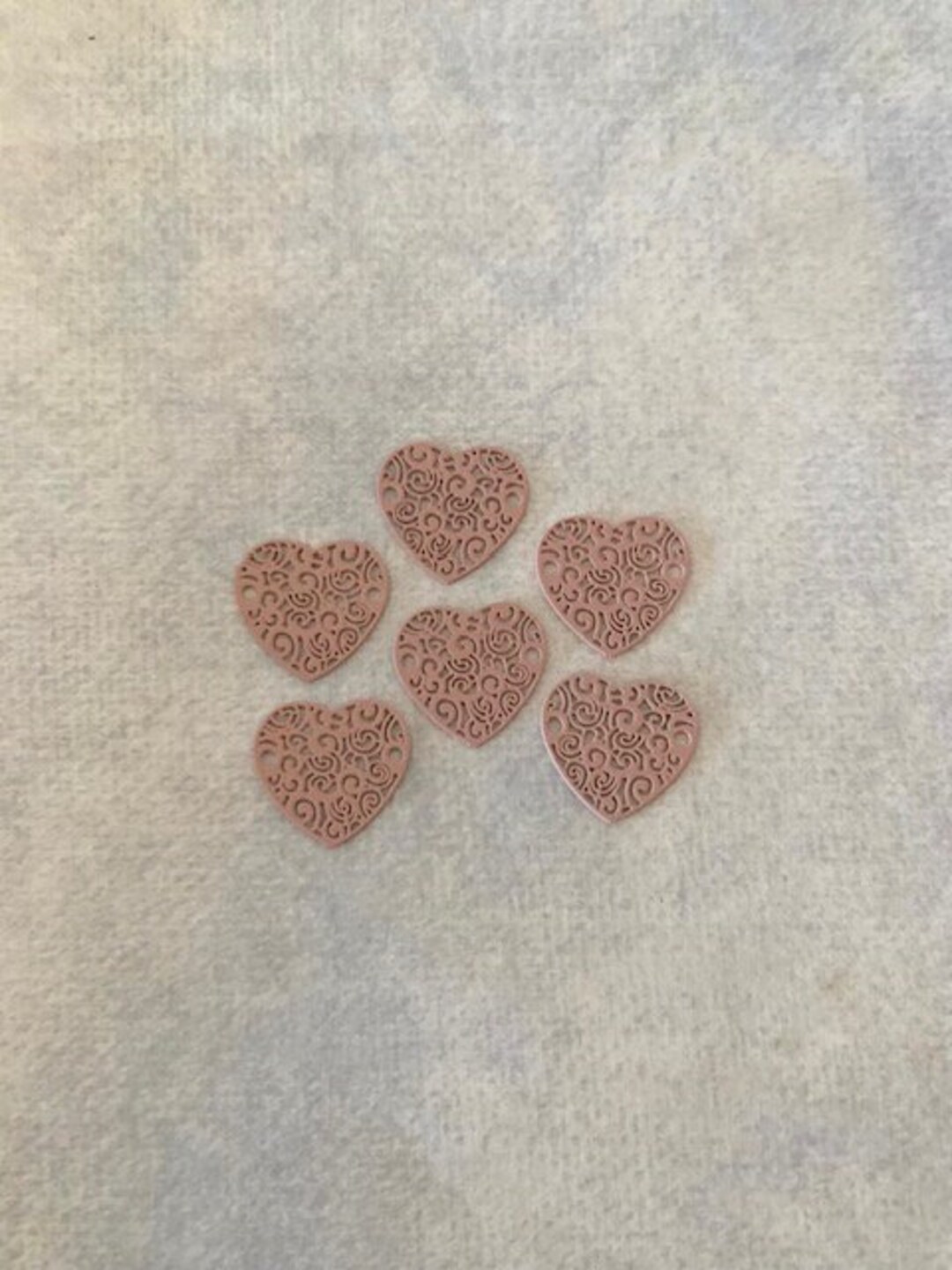6 Dusty Rose Heart Connectors, Pink Heart Charms, Heart Connector ...