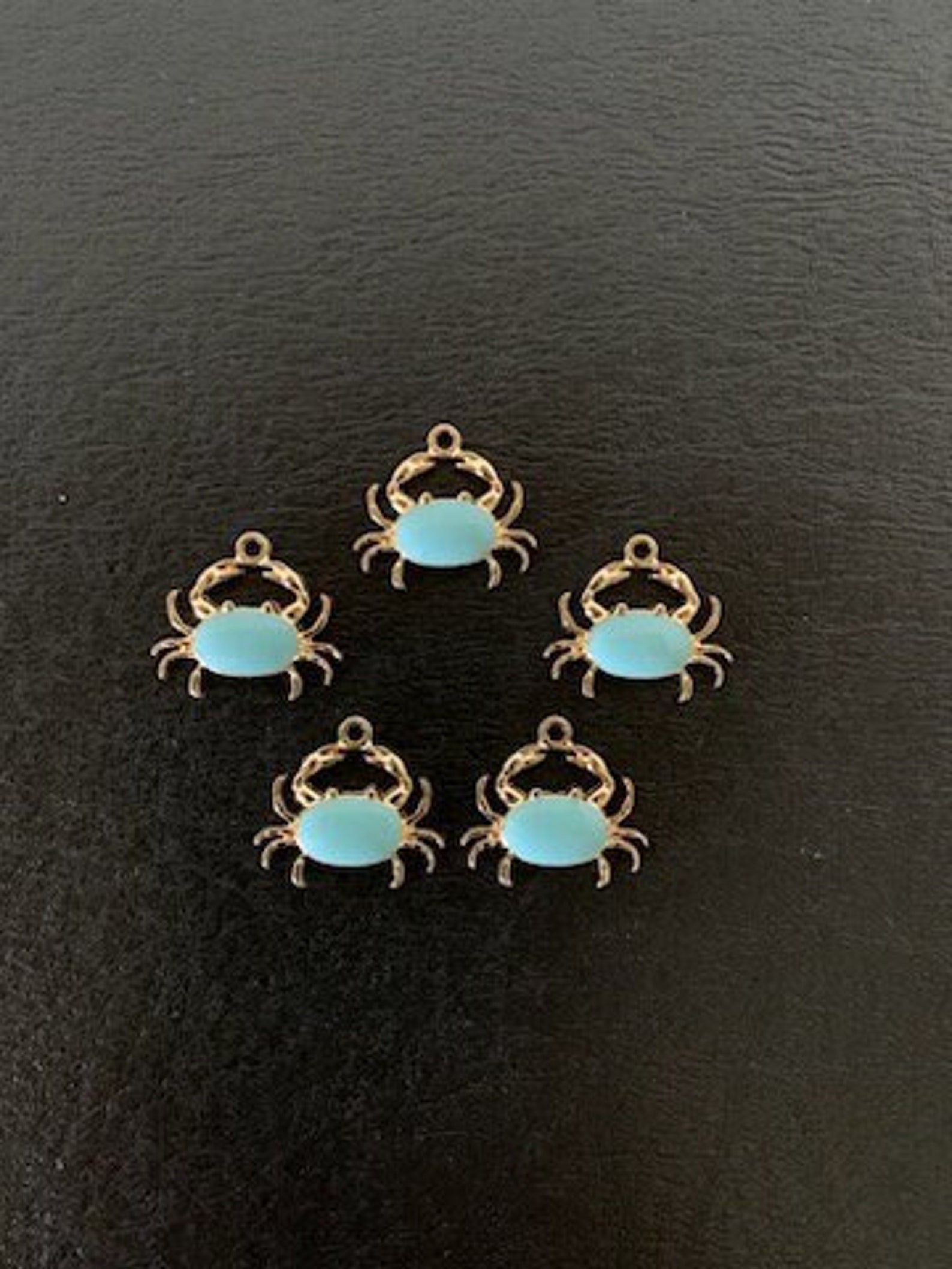 5 Blue and Gold Crab Charms, Crab Charms, Ocean Charms, Beach Charms ...
