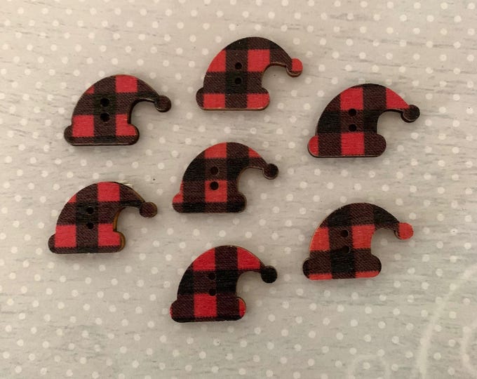 7 Red Buffalo Plaid Hat Buttons, Hat Buttons, Red Winter Hat, Winter ...