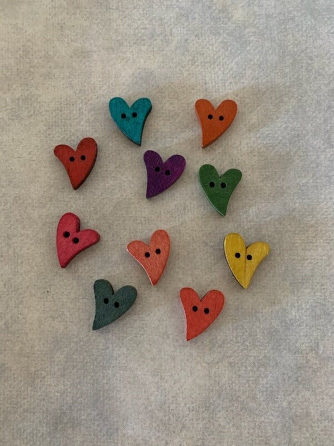 10 Random Mix Heart Buttons, Heart Buttons, Heart Button, Wood Heart ...