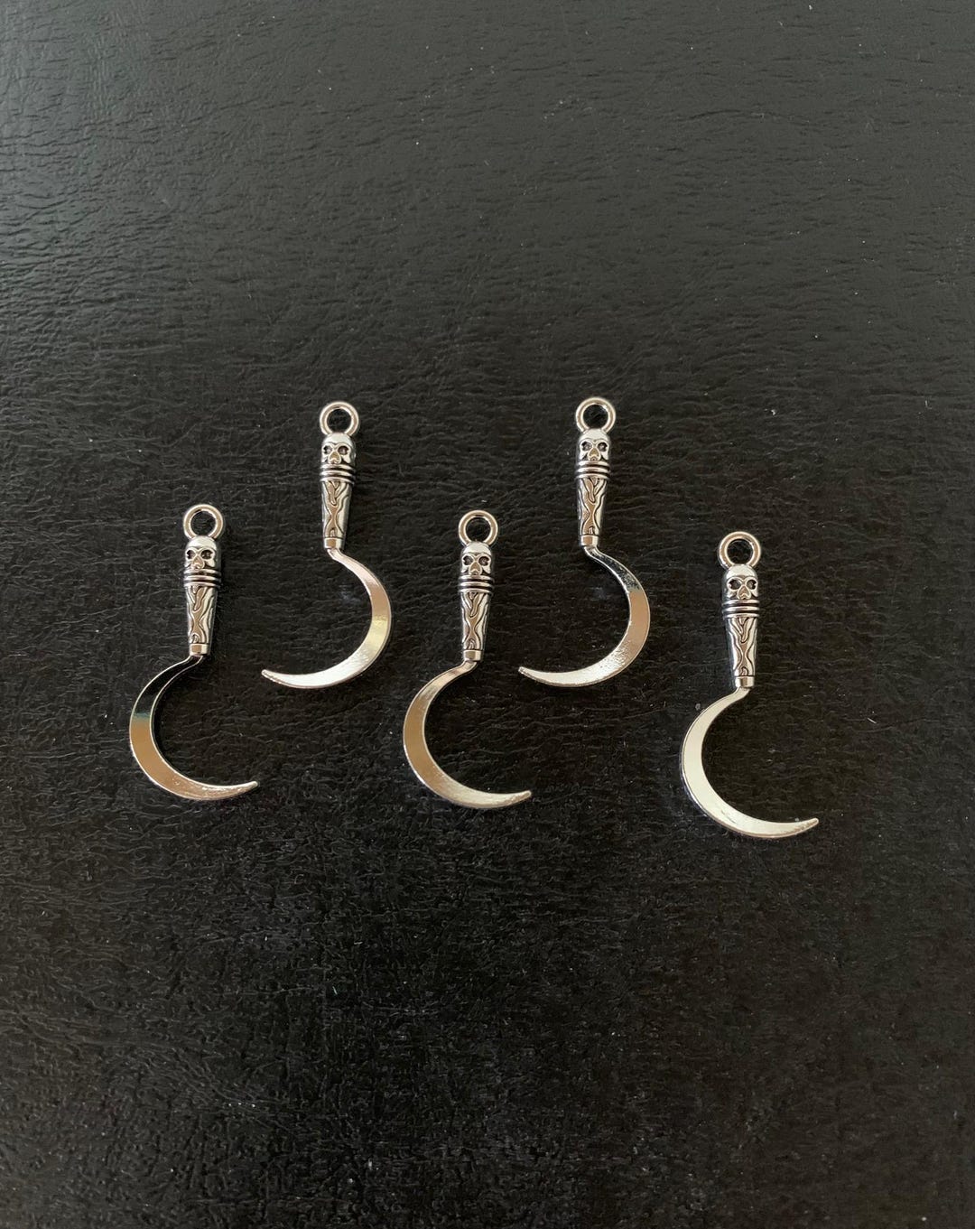 5 Silver Skull Sickle Charms, Sickle Charm, Sickle Silver, Tool Charms ...