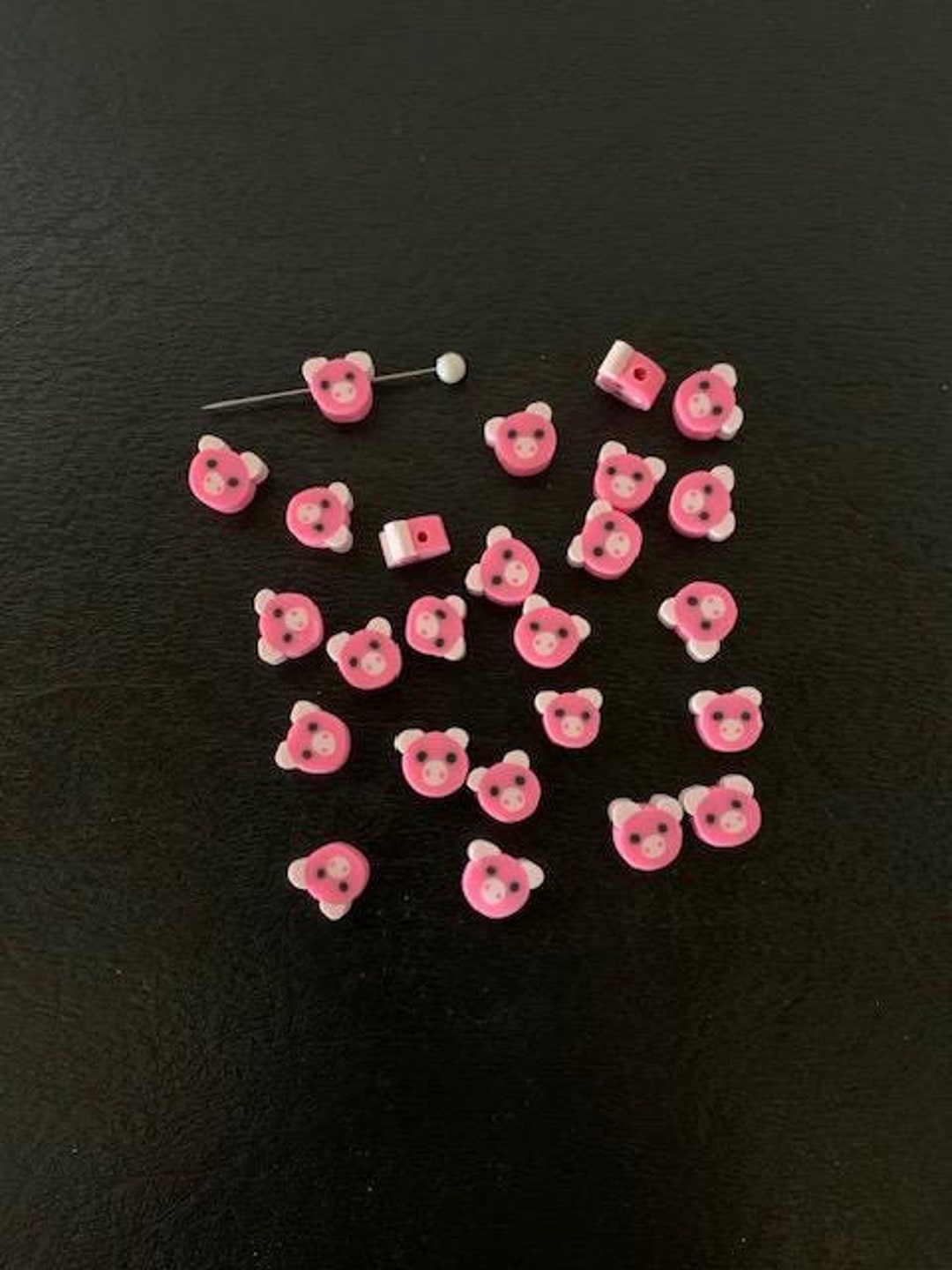 25 Pig Beads, Pig Craft, Animal Beads, Clay Beads, Polymer Beads, Clay ...
