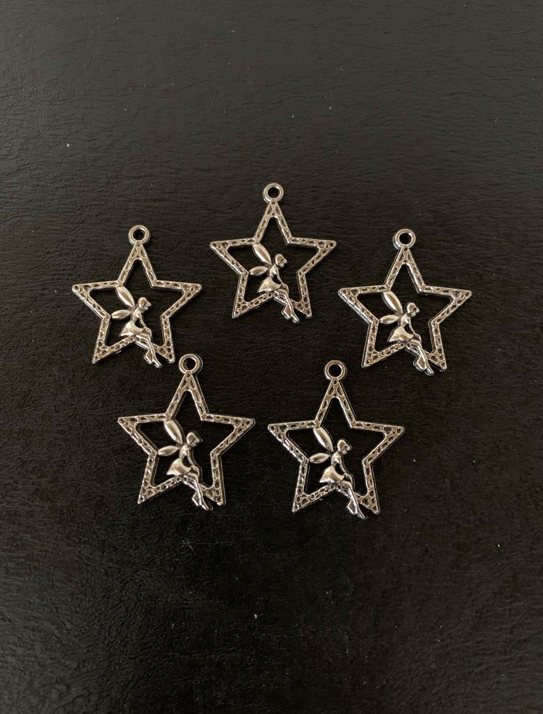 5 Fairy Sitting on a Star Charms, Fairy Charm Silver, Fairy Charm ...