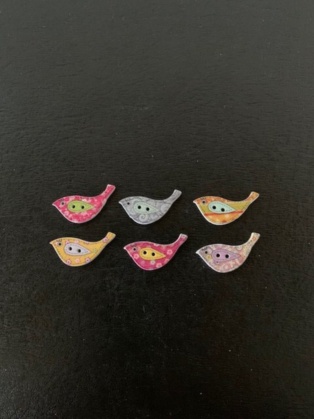 6 Random Mix Slimline Bird Buttons, Bird Buttons, Bird Button, Wooden ...