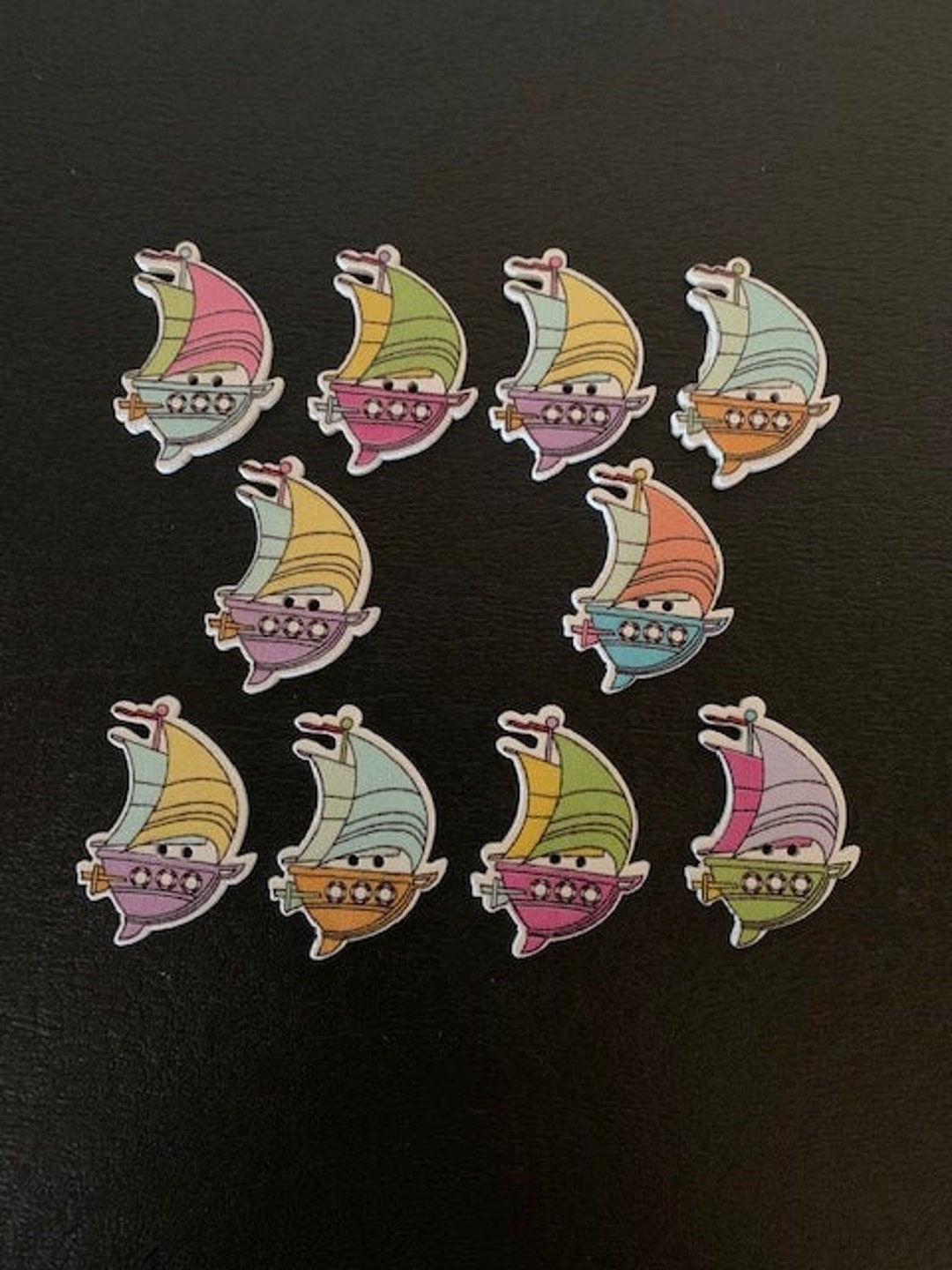 10 Sailboat Buttons, Ship Button, Sail Boat, Colorful Buttons, Assorted ...