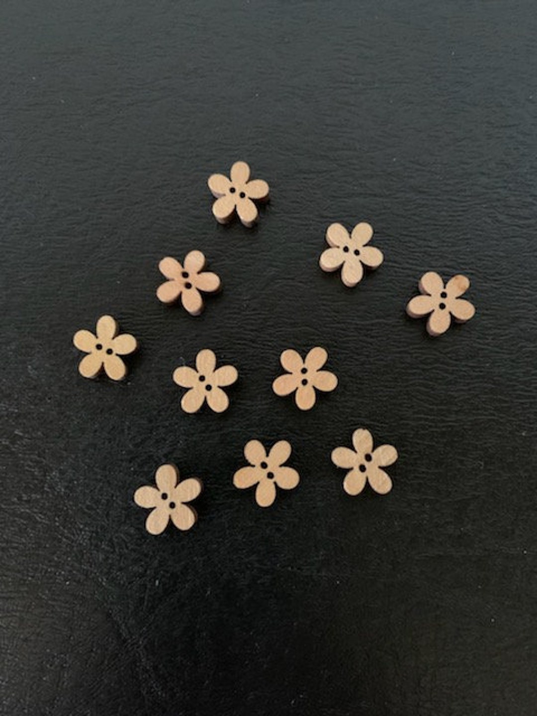 10 Mini Flower Buttons, Wood Flower Buttons, Natural Wood Buttons, Mini ...