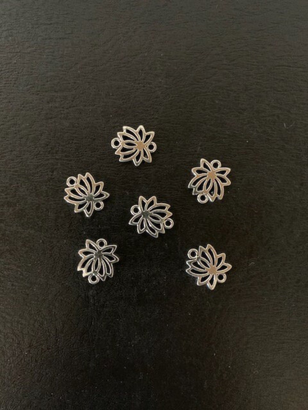 6 Lotus Connector Charms, Lotus Connector, Silver Lotus Charm, Lotus ...