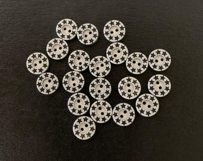 20 Star Buttons, Star Button, Buttons for Crafts, Button Star, White ...