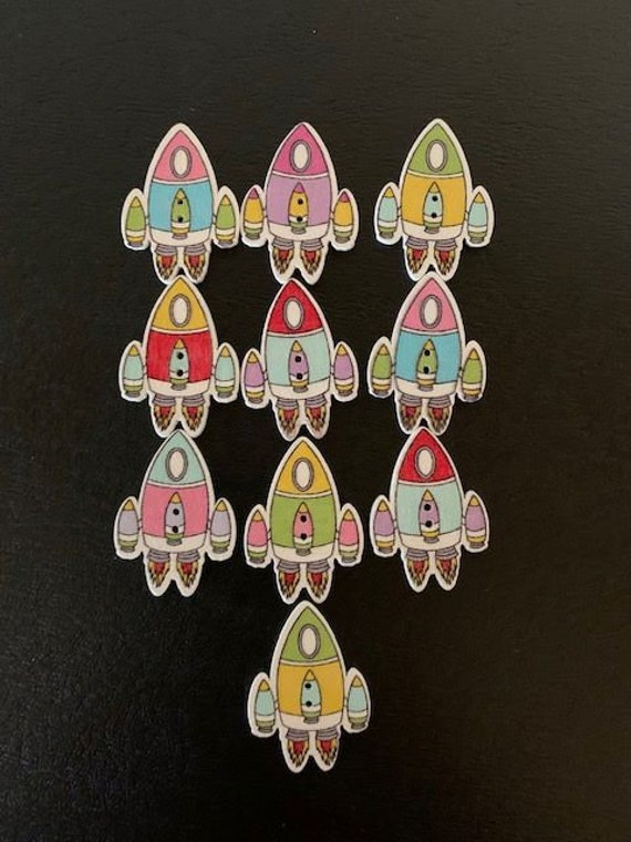 10 Random Mix Rocket Buttons Rocket Buttons Space Button Etsy