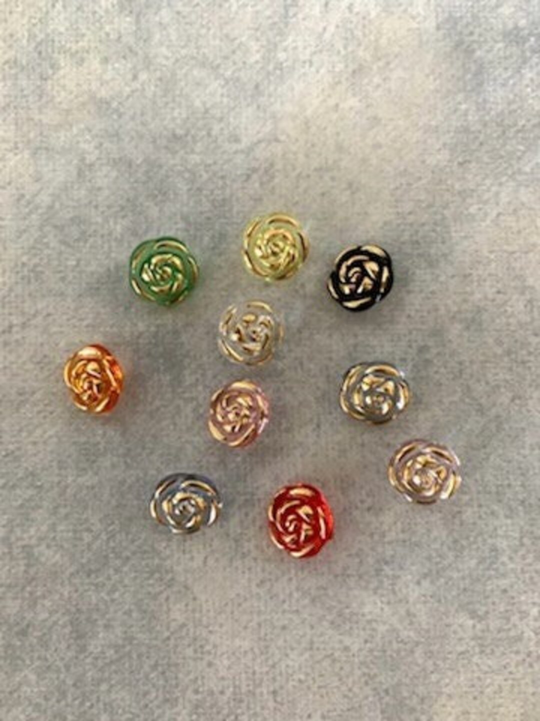 10 Random Mix Rose Buttons Rose Buttons Gold Rose Button - Etsy