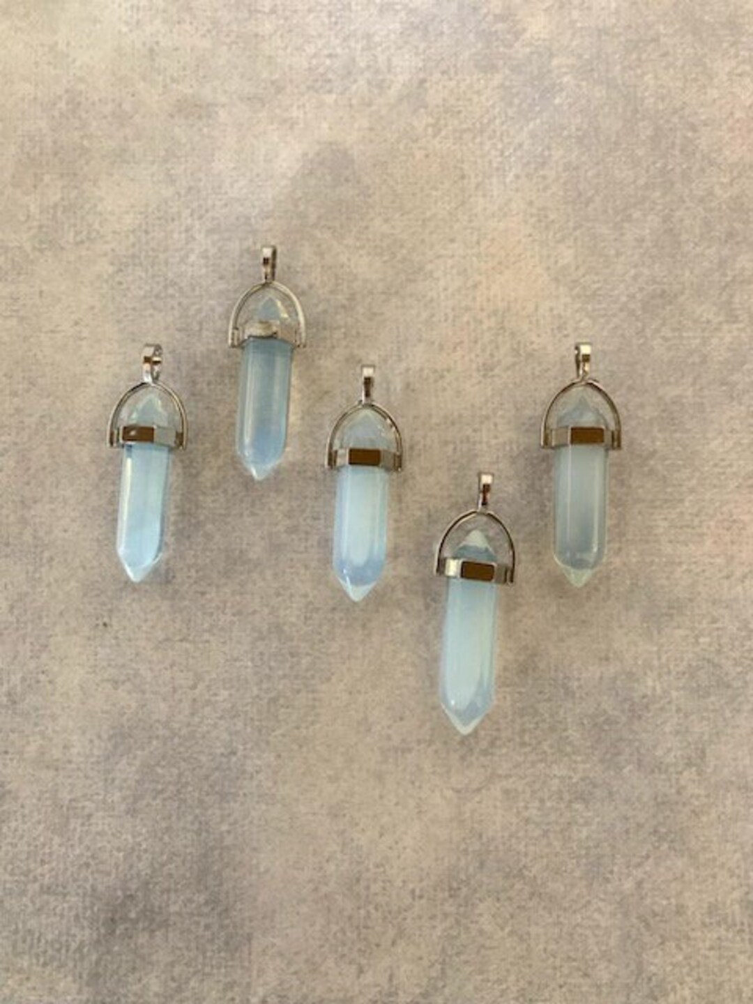 5 Light Blue Crystal Pendants, Light Blue Pendant, Pillar Pendant ...