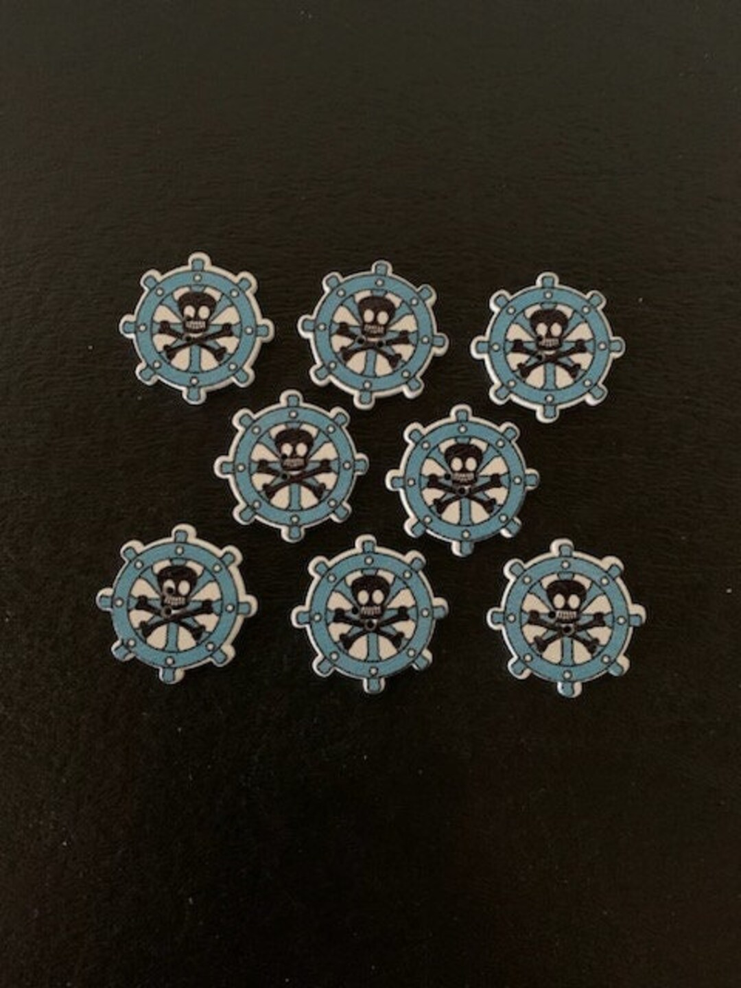8 Ships Wheel Skull Buttons, Pirate Buttons, Skull Buttons, Skeleton ...