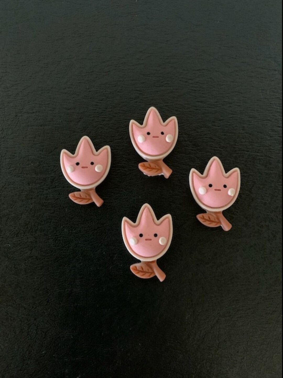 4 Pink Face Tulips, Tulip Flat Back, Tulip Cabochons, Face Tulip Pink ...