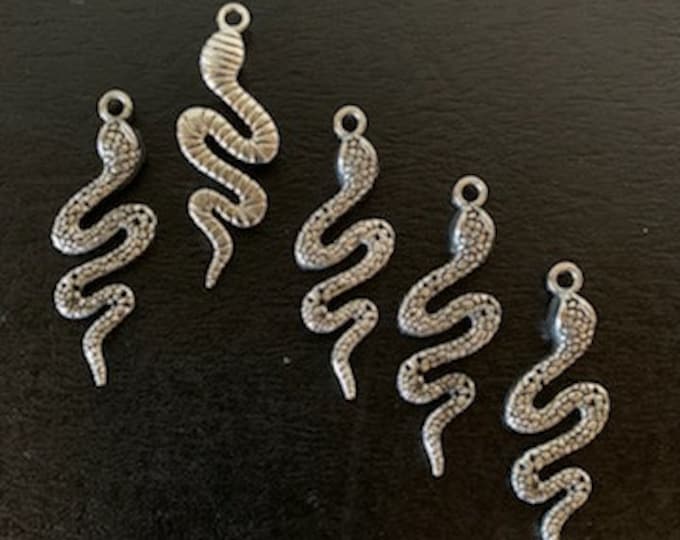 15pcs Snake Charms Silver Tone Snake Charm Pendants 11x33mm - Etsy