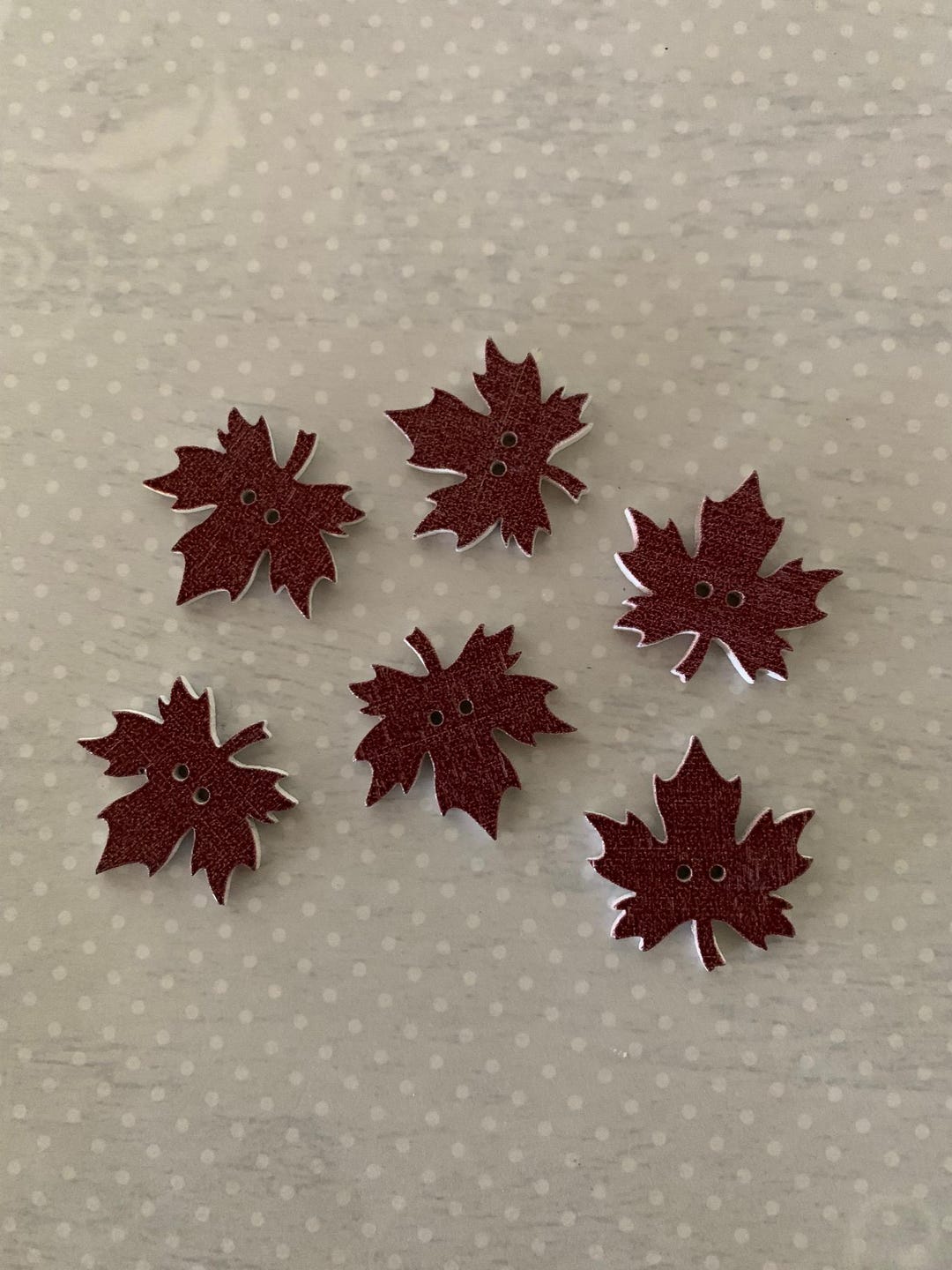 6 Brown Maple Leaf Buttons, Leaf Buttons, Wood Leaves, Fall Leaves ...