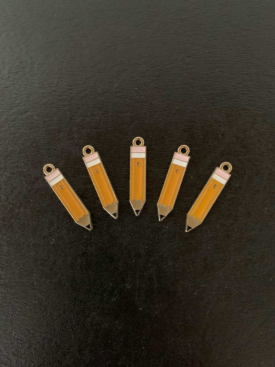 5 Pencil Charms, Pencil Charm, Pencil Charm Gold, Gold Pencil Charm ...
