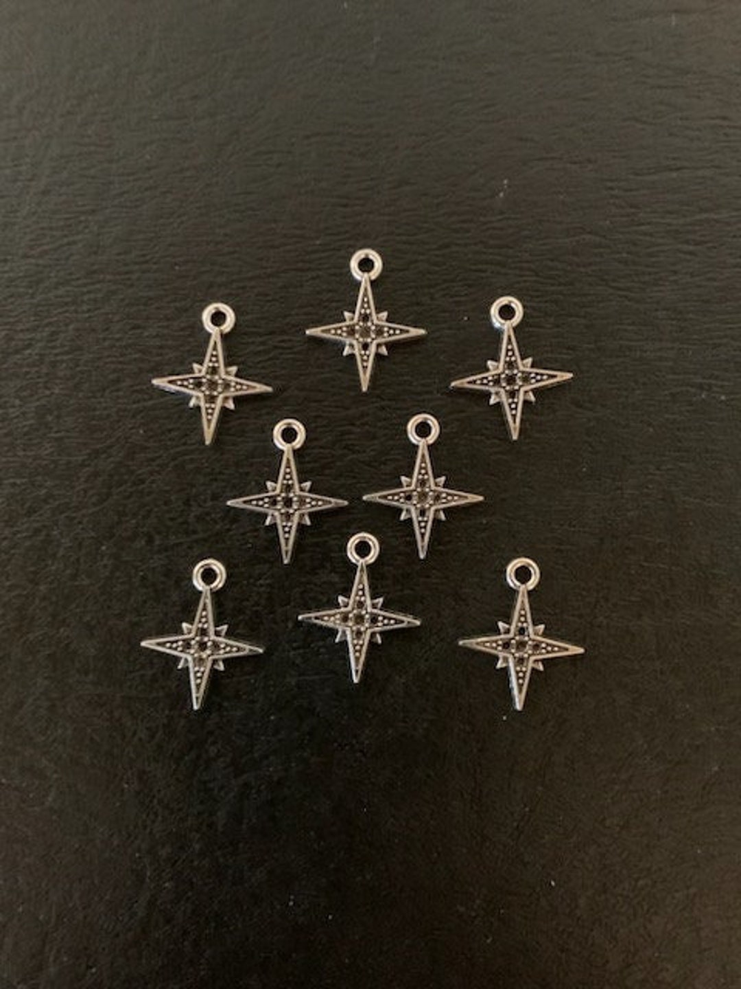 8 Small Silver Star Charms, Silver Star Charm, Small Star Charms ...