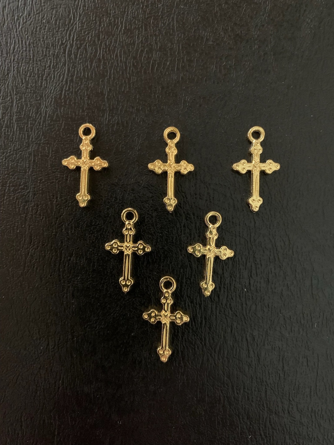 6 Gold Cross Charms, Metal Charms, Charm Bracelet, Cross Charm, Cross ...