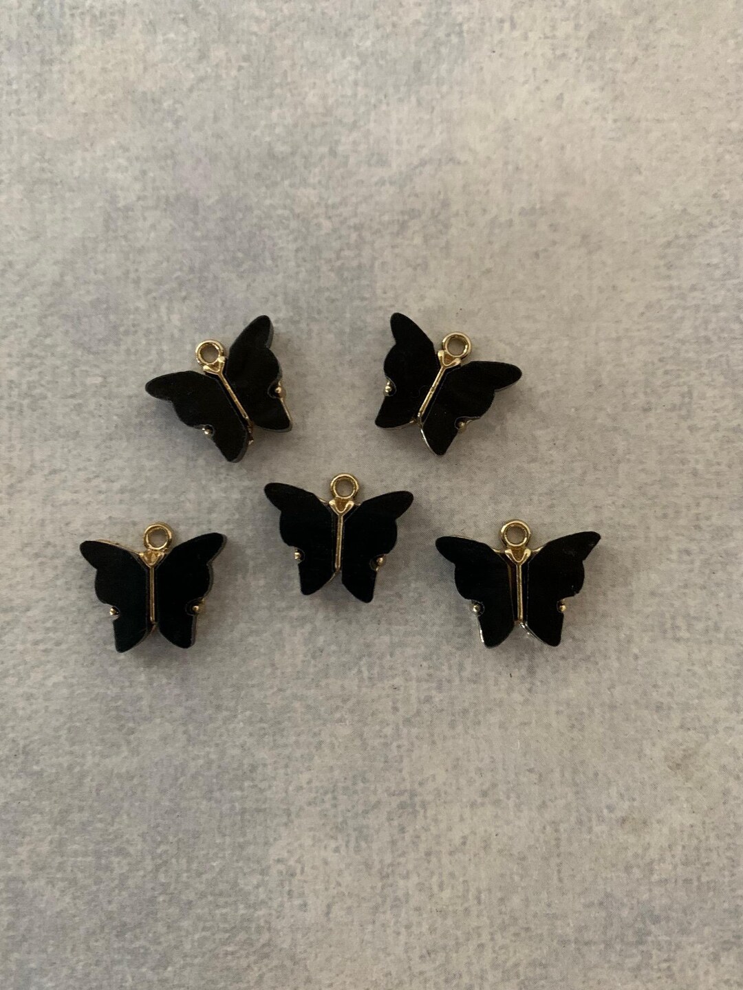 5 Black Variegated Butterfly Charms, Butterfly Charm Black, Butterfly ...