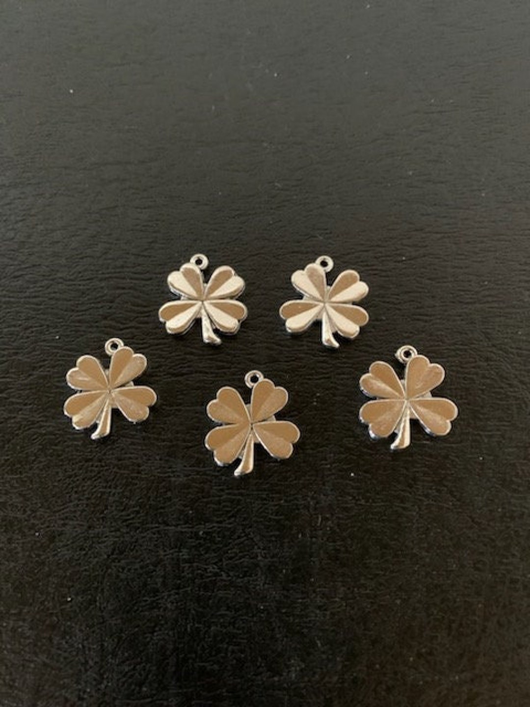 5 Silver Four Leaf Clover Charms, Metal Charms, Clover Charm, 4 Leaf ...