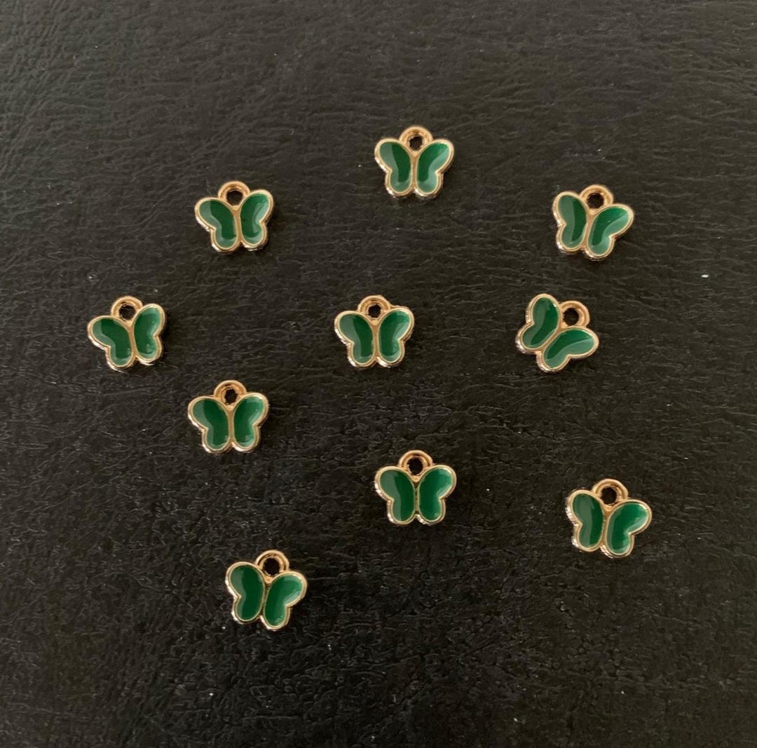 10 Green Butterfly Charms, Tiny Butterfly Charms, Butterfly Charm Green ...
