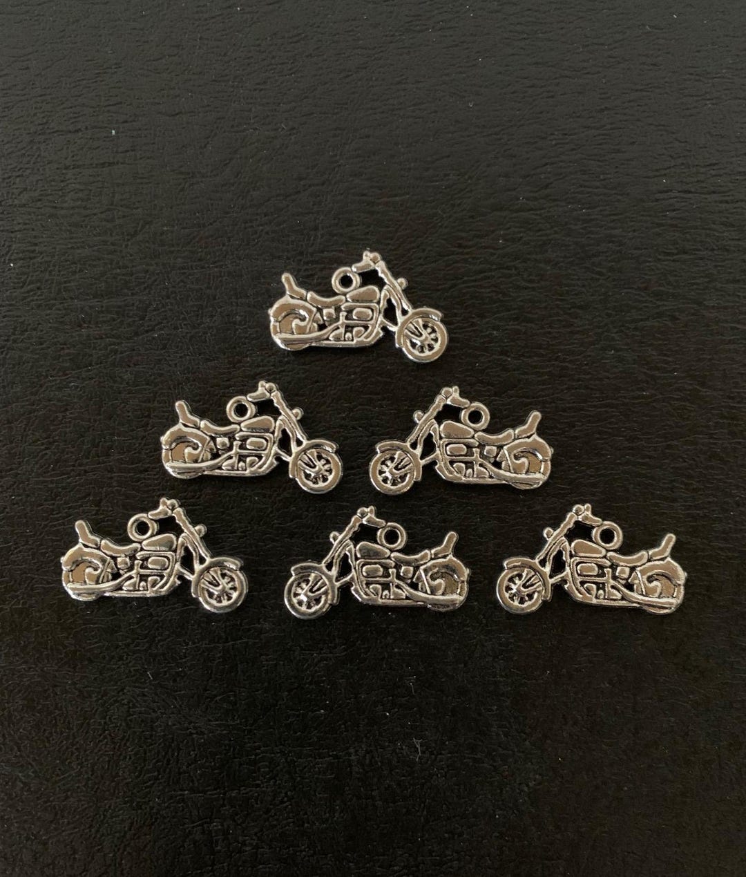 6 Silver Motorcycle Charms, Metal Charms, Charm Bracelet, Motorcycle ...
