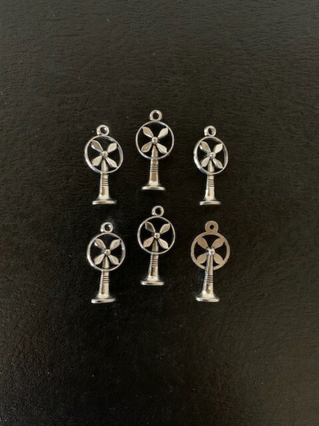 6 Silver Fan Charms, Fan Charm, Silver Fan, Fan Pendant, Standing Fan ...
