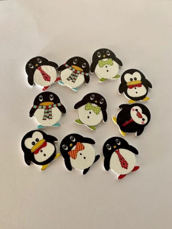 10 Random Mix Penguin Buttons Penguin Buttons Buttons for - Etsy