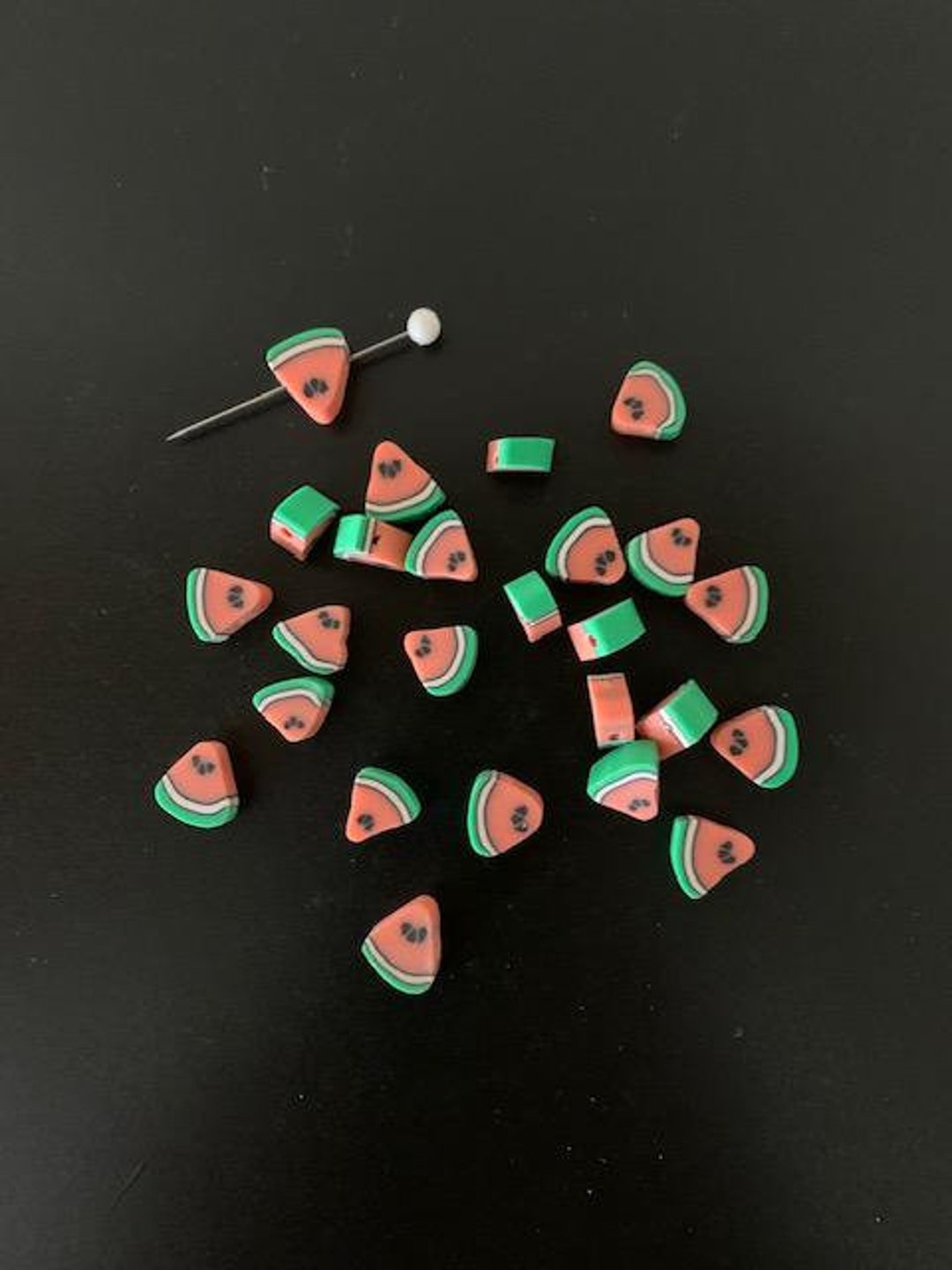 25 Watermelon Beads, Clay Beads, Polymer Beads, Fruit Beads, Clay Beads ...