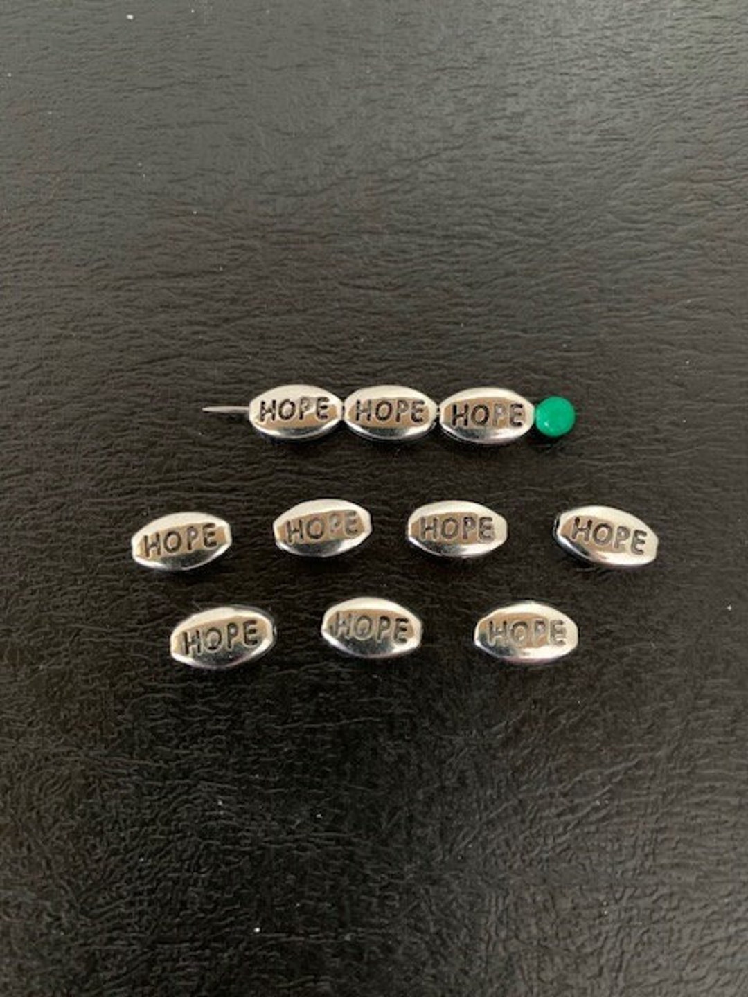10 Small Oval HOPE Beads, Silver Beads, Oval Beads, Small Beads, Hope ...