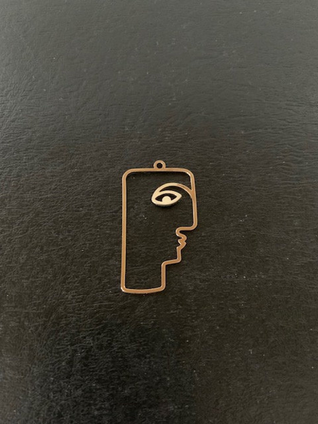 1 Gold Wire Face Pendant, Wire Face Jewelry, Gold Face Jewelry, Face ...