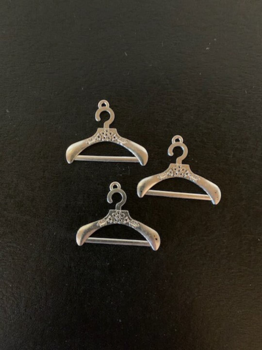 3 Silver Hanger Charms, Hanger Charm, Hanger Pendant, Miniature Hangers ...