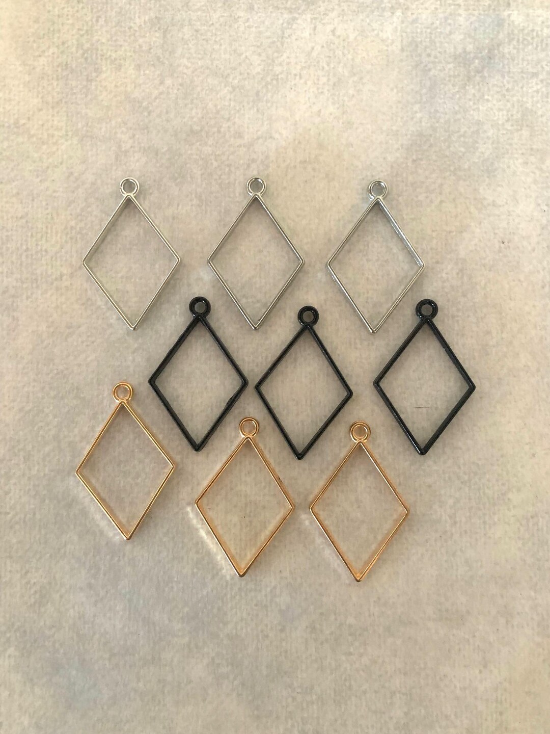 9 Diamond Shaped Frame Pendants, Diamond Charm, Diamond Charm Bulk ...