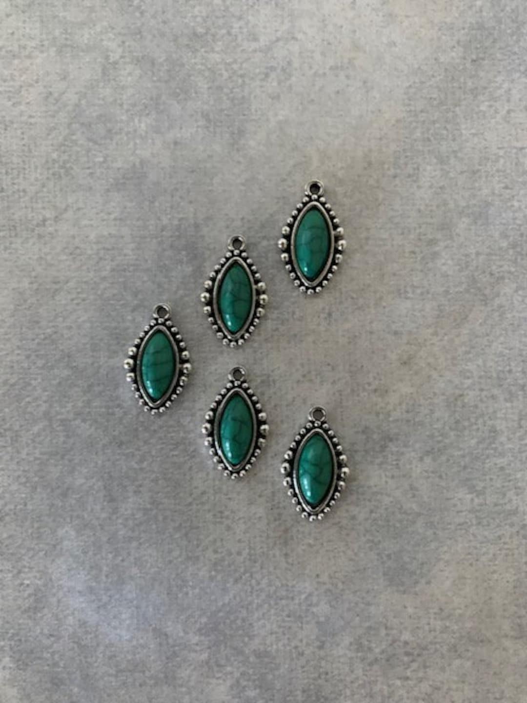 5 Green Stone Charms, Green Stone Charm, Green Stone Pendant, Green ...