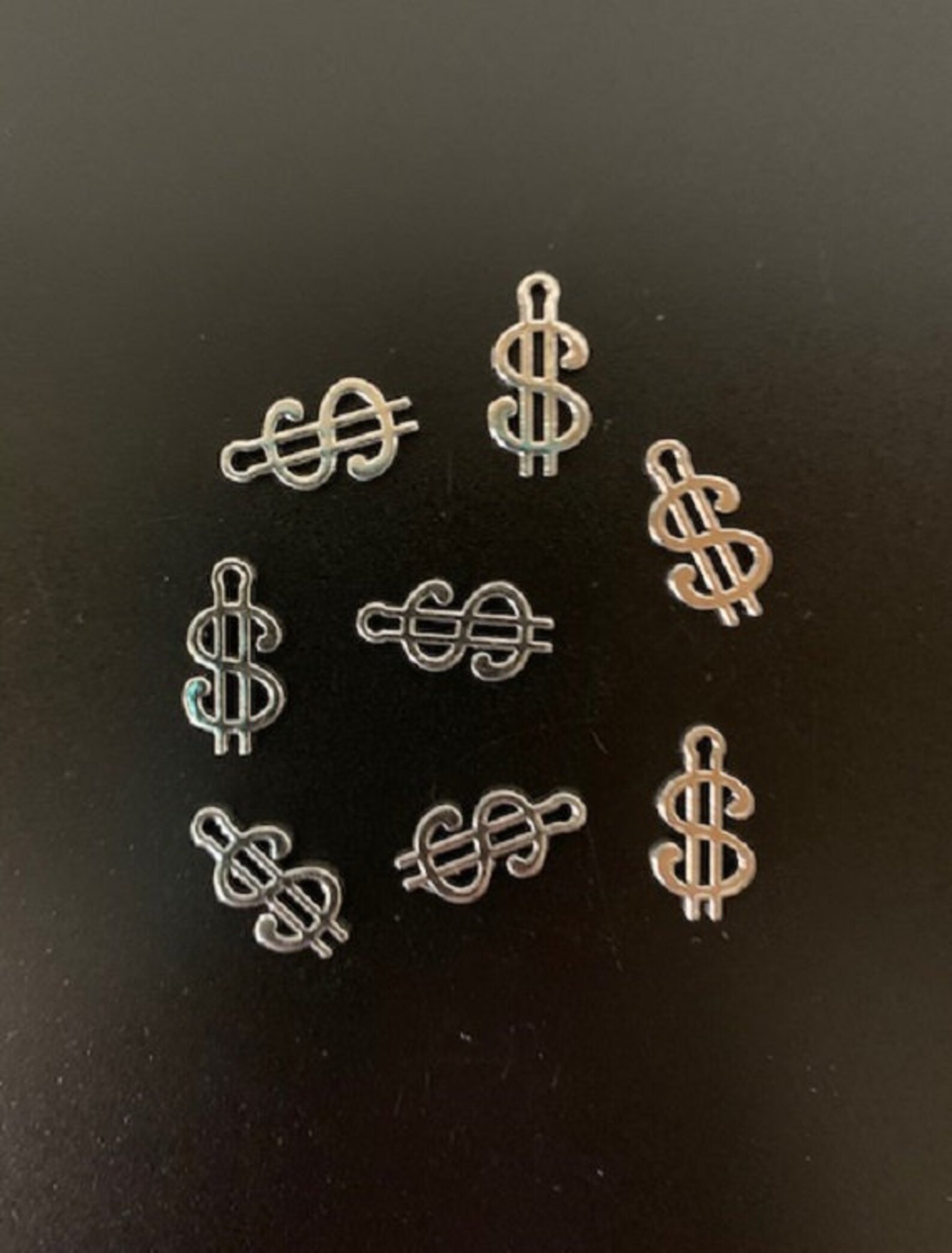 8 Dollar Sign Charms, Metal Charms, Charm Bracelet, Dollar Sign Charm ...