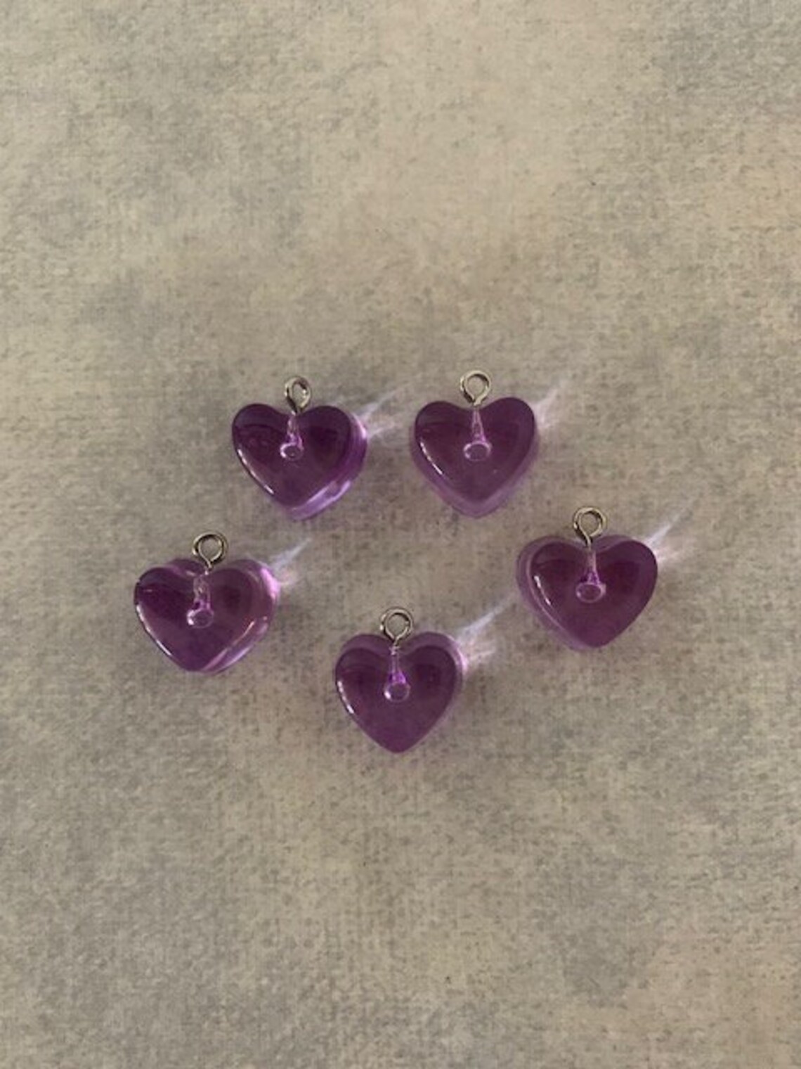 5 Purple and Silver Heart Charms, Purple Heart Charm, Heart Charm ...