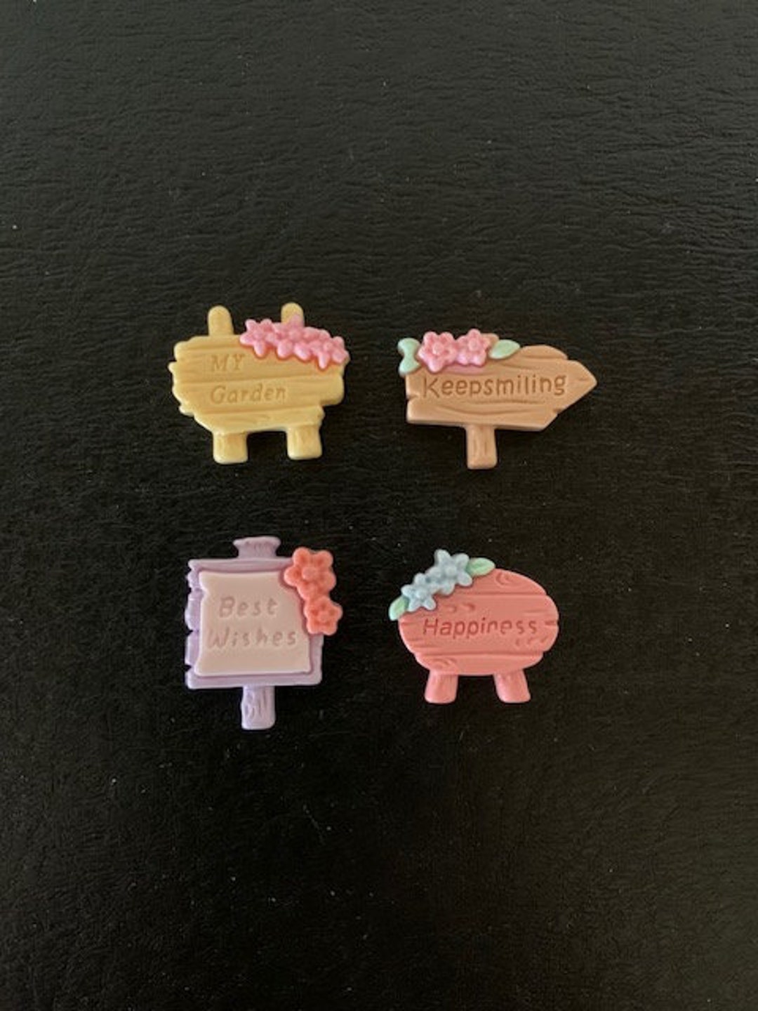 4 Random Mix Mini Road Sign Flats, Signs, Miniature Signs, Flower Sign ...
