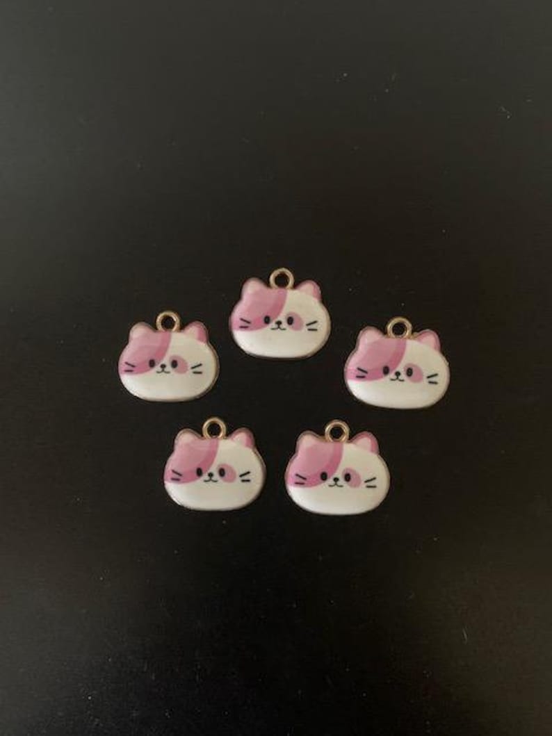 5 Cat Charms, Cat Head Charm, Cat Charm, Small Cat Charm, Kitty Charm ...