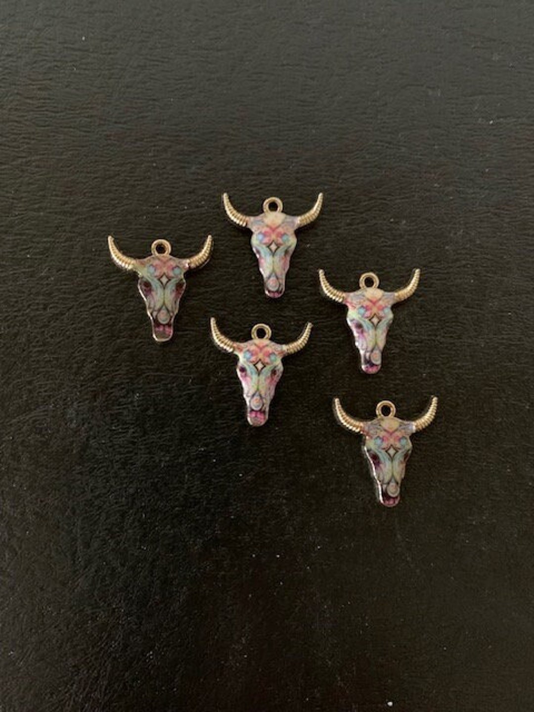 5 Longhorn Cow Charms, Longhorn Charm, Longhorn Pendant, Cow Charm, Cow ...