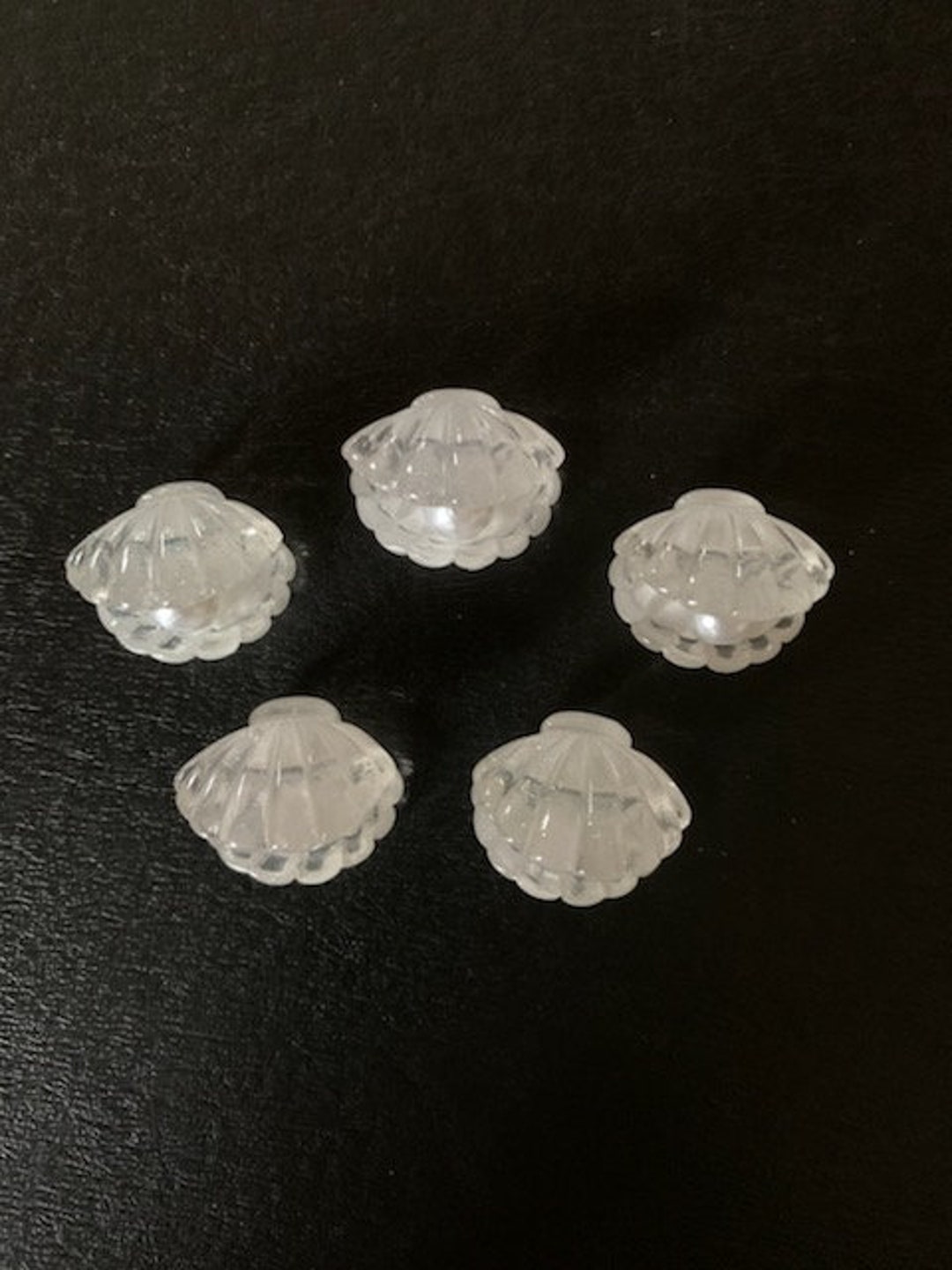 5 Pearl in Shell Cabochons, Shell Cabochons, White Shells, Acrylic ...