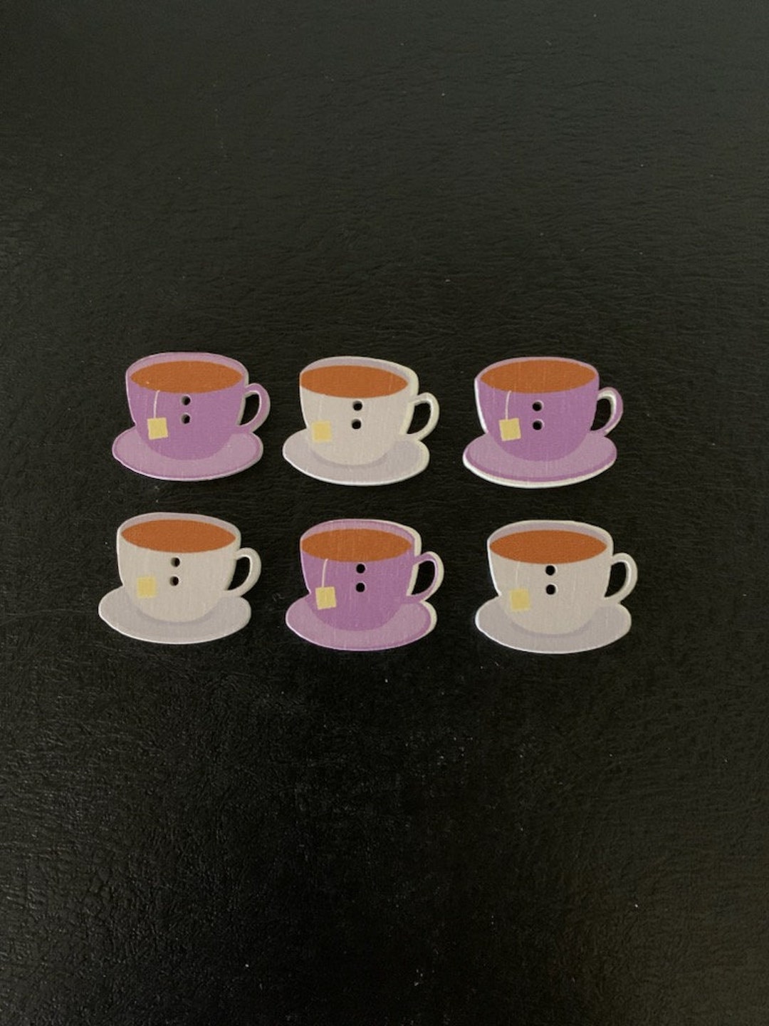 6 Teacup Wood Buttons, Teacup and Saucer, Teacup Set, Tea Cup Buttons ...