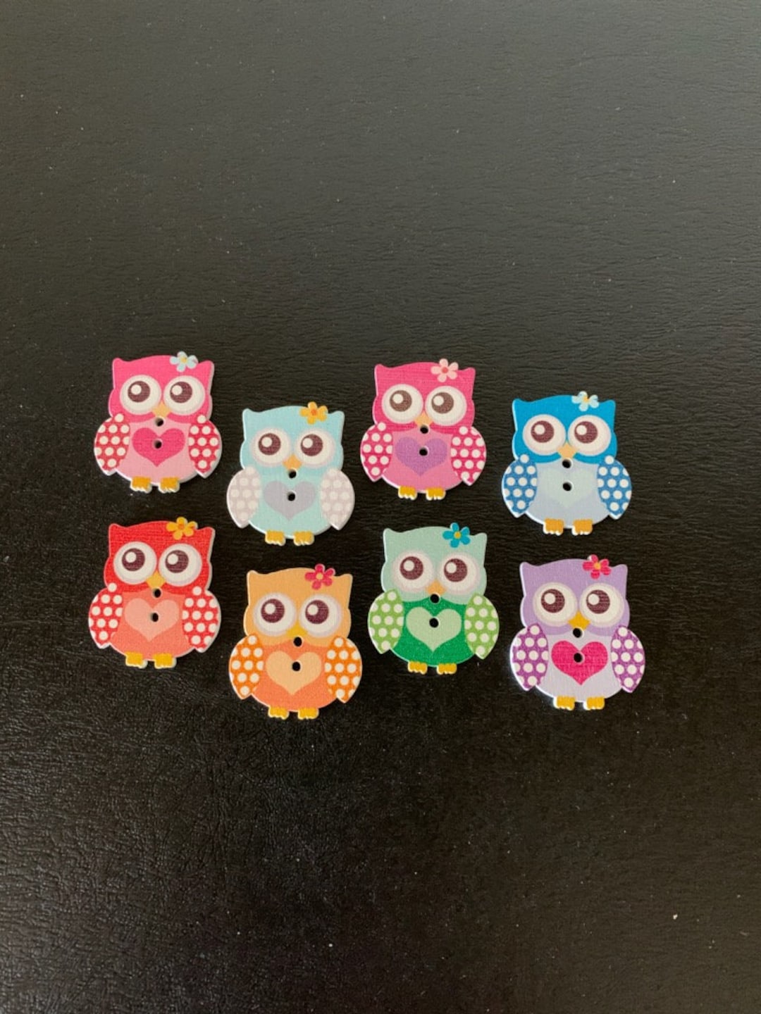 8 Random Mix Owl Buttons W/bow, Owl Buttons, Owl Button, Owls Crafts ...