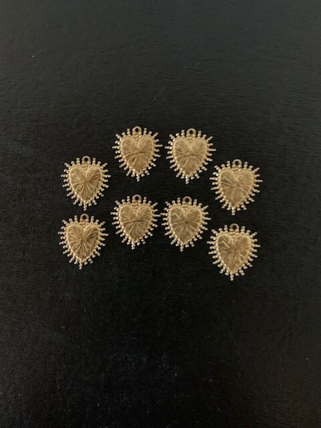 8 Heart of Spikes Charms, Spiked Heart Charms, Spike Pendant, Gold ...