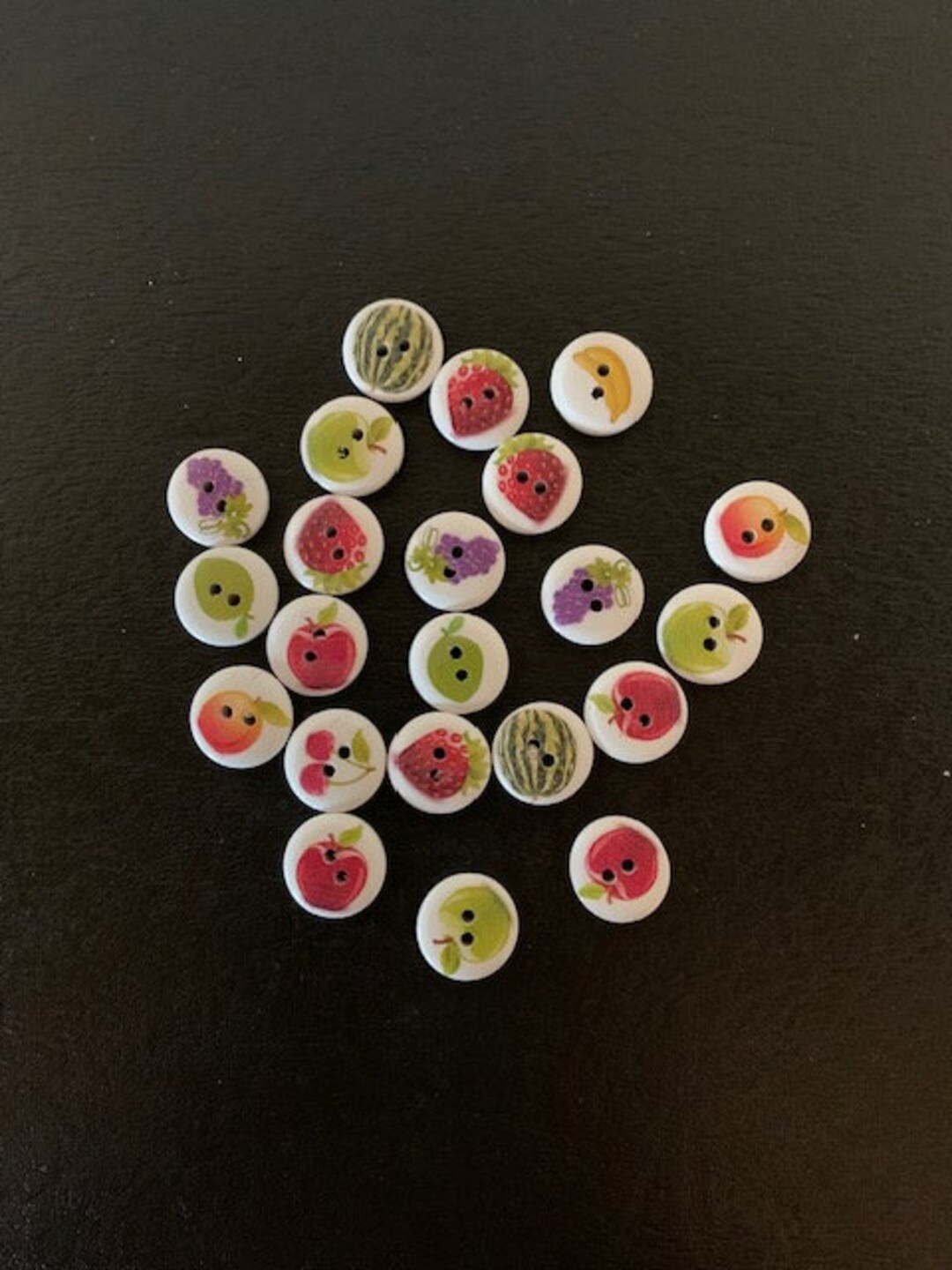 22 Random Mix Fruit Buttons, Fruit Buttons, Wood Fruit, Fruit Craft, 2 ...