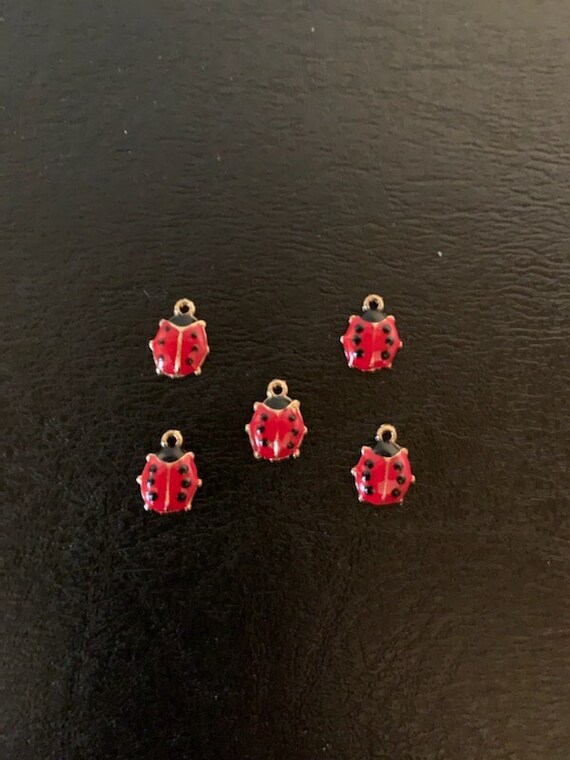 5 Mini Lady Bug Charms Lady Bug Charm Ladybug Charm Red | Etsy