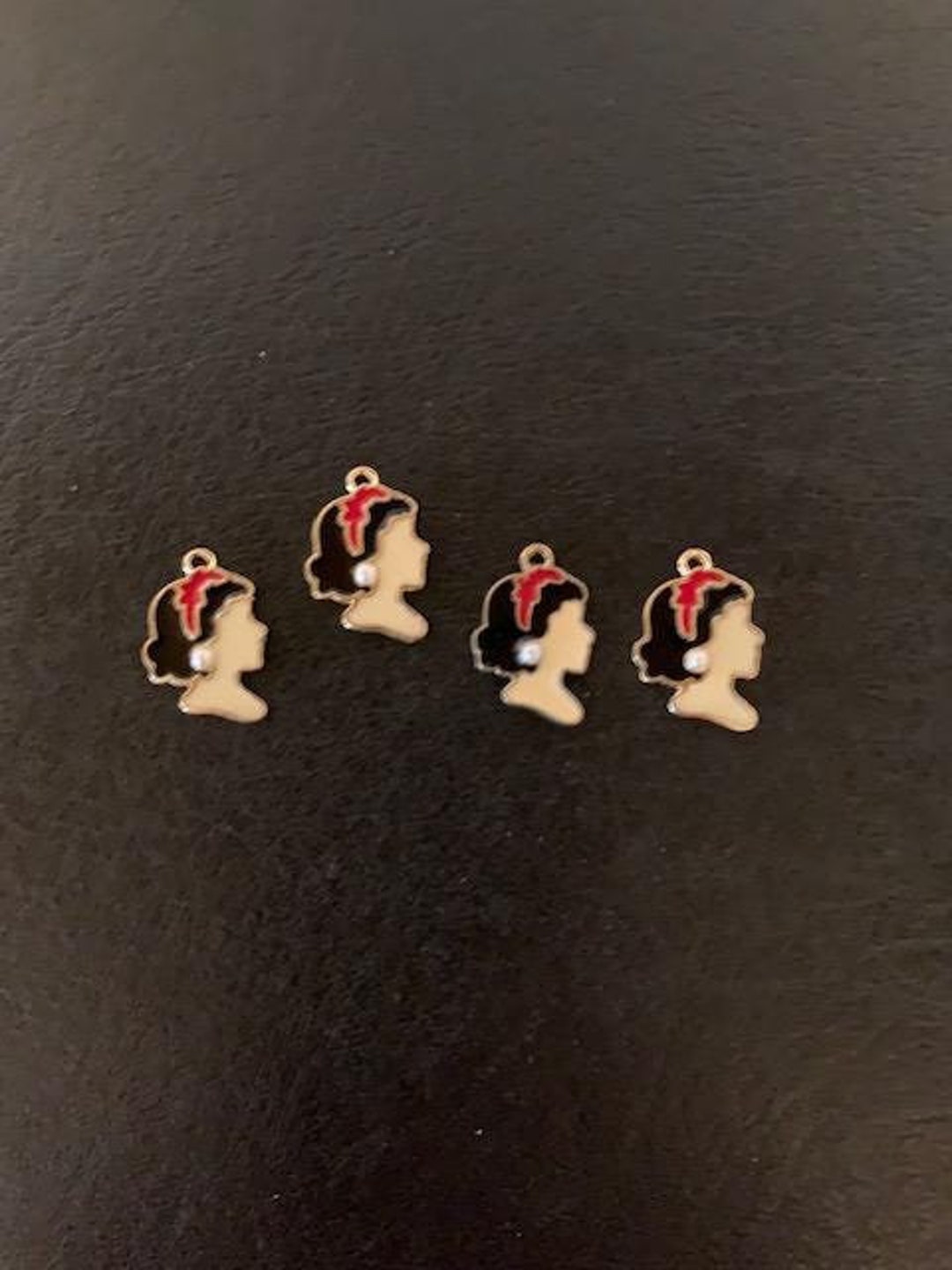4 Lady Profile Charms, Lady Charms, Lady With Hat, Lady With Earring ...