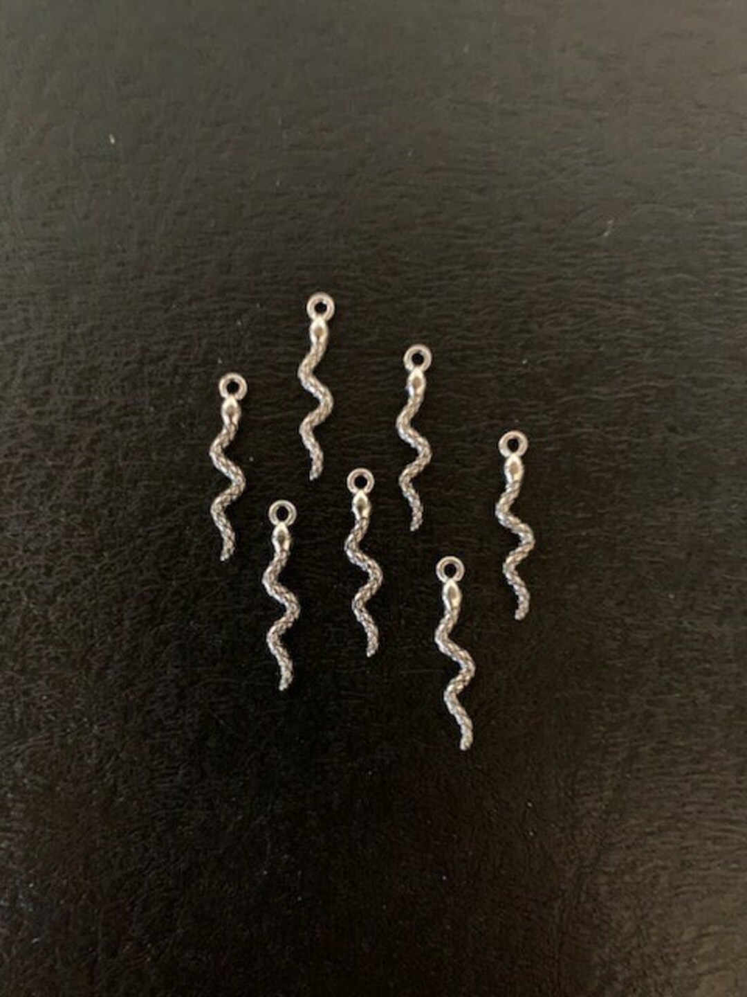 7 Mini Snake Charms, Snake Charm, Snake Charm Bulk, Snake Charm Silver ...
