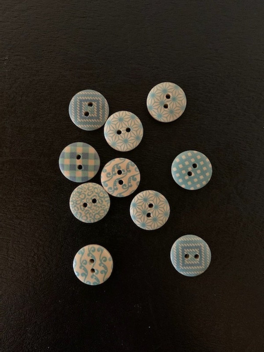 10 Random Mix Blue and Natural Buttons, Blue Buttons, Pastel Buttons ...