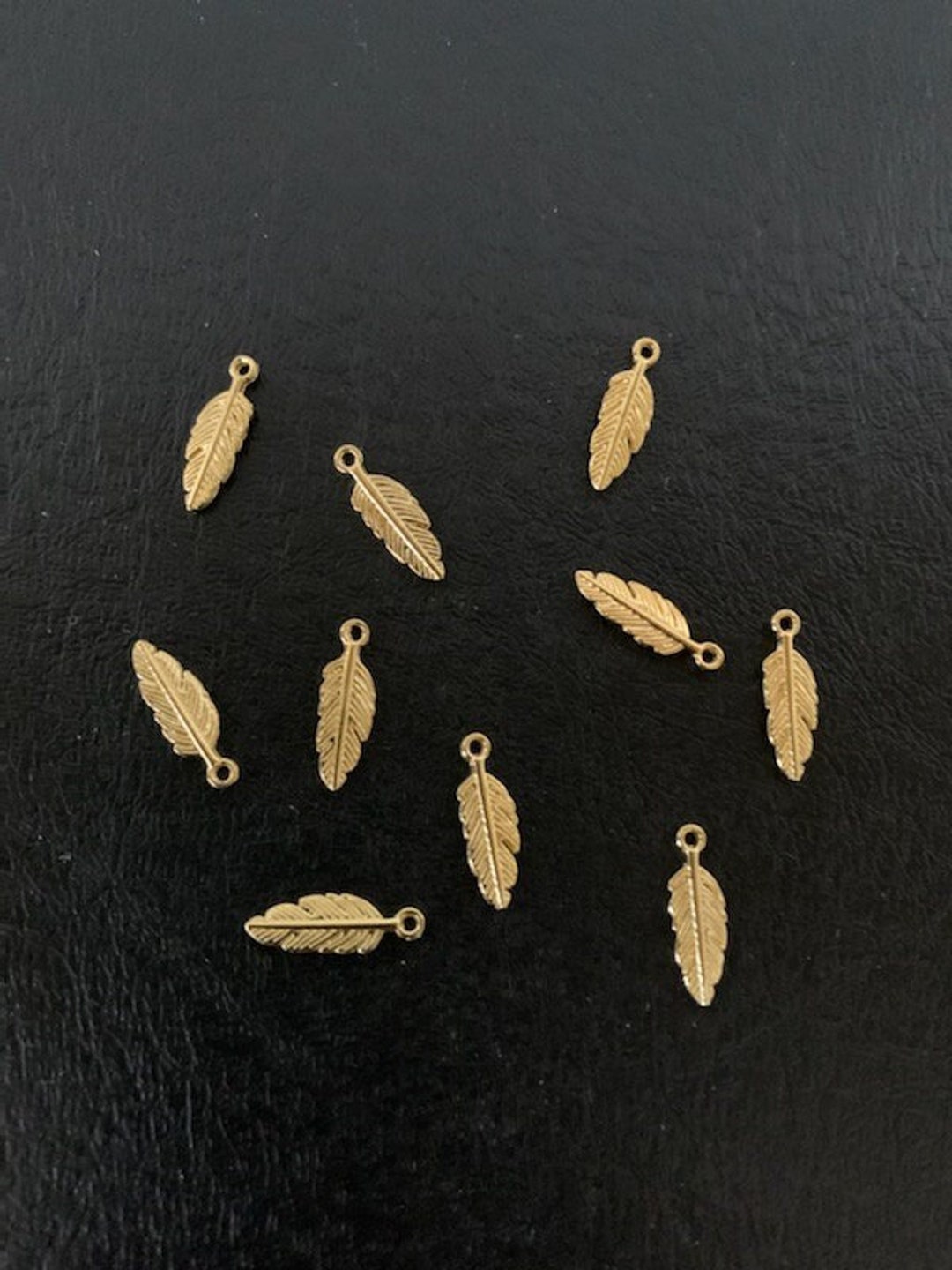 10 Mini Feather Charms, Mini Feather Charm, Feather Charms, Charm ...